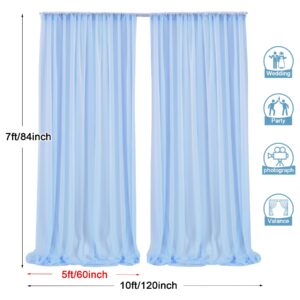 Baby Blue Backdrop Curtain for Parties Baby Blue Chiffon Sheer Fabric Drape Wedding Arch Backdrop for Birthday Party Photo Baby Shower 10ft x 7ft