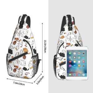 Funny Cute Cat Sling Backpack Cat Chest Bags Crossbody Animal Shoulder Bag for Men Women