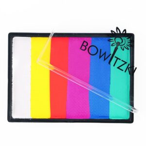 bowitzki 50g water activated eyeliner retro graphic hydra eye liner makeup uv glow fluorescent cake aqua color split cakes neon rainbow face paints body painting for halloween christmas (sun & sea)