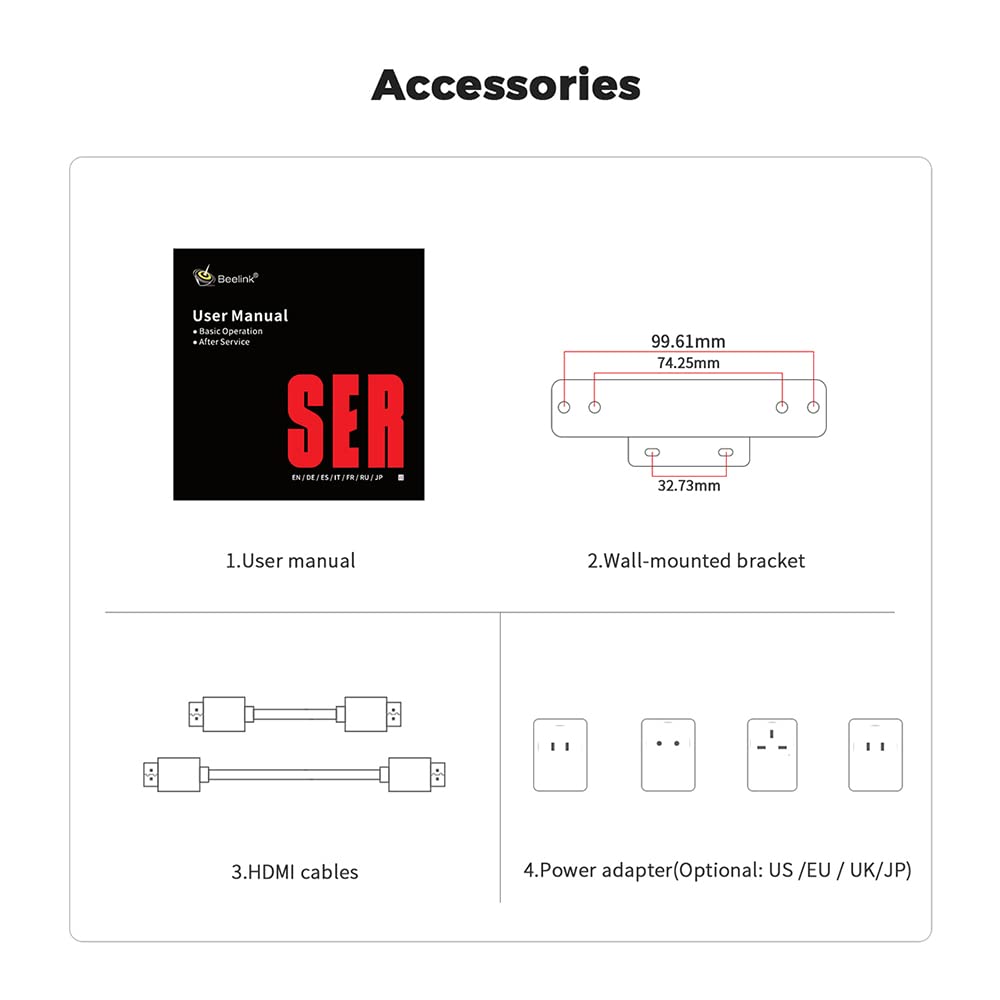 Beelink SER5 Mini PC Ryzen 5 5560U 6C/12T 8MB Cache, 16GB RAM 500GB NVME SSD, 4K Triple Display HDMI&DP&USB-C AUTO Power ON, WOL, PXE, Micro pc Gaming Computer