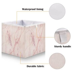 Pink Marble Storage Basket Storage Bin Square Collapsible Storage Hamper Nursery Storage Hamper Organizer for Home Toys Clothes Kids