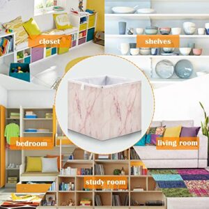 Pink Marble Storage Basket Storage Bin Square Collapsible Storage Hamper Nursery Storage Hamper Organizer for Home Toys Clothes Kids