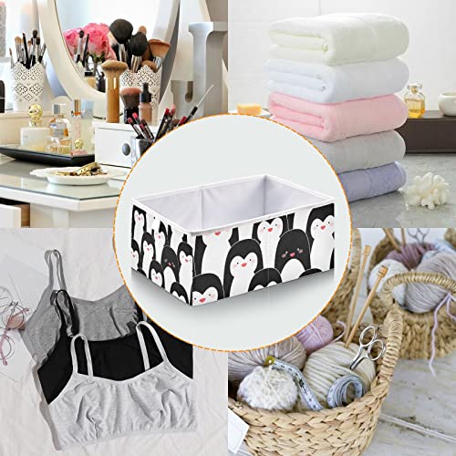 Penguins Storage Basket Storage Bin Rectangular Collapsible Nursery Baskets Large Toy Chest Organizer for Childrens Toys Playroom