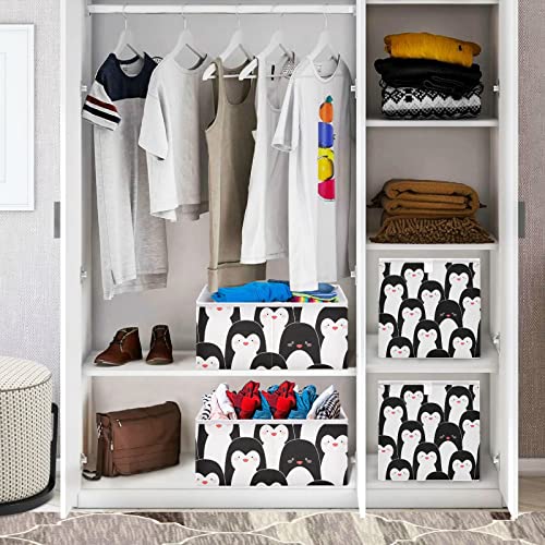 Penguins Storage Basket Storage Bin Rectangular Collapsible Nursery Baskets Large Toy Chest Organizer for Childrens Toys Playroom