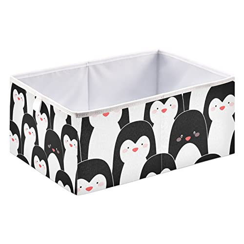 Penguins Storage Basket Storage Bin Rectangular Collapsible Nursery Baskets Large Toy Chest Organizer for Childrens Toys Playroom