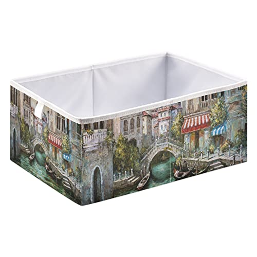 Venetian Architecture Canal Storage Basket Storage Bin Rectangular Collapsible Storage Hamper Large Toy Box Organizer for Office Bedroom ClothesToys