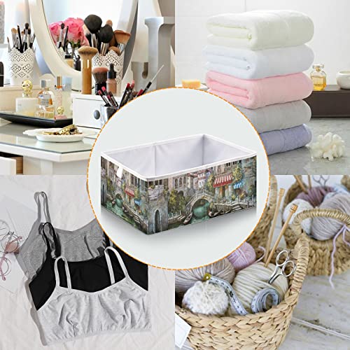 Venetian Architecture Canal Storage Basket Storage Bin Rectangular Collapsible Storage Hamper Large Toy Box Organizer for Office Bedroom ClothesToys