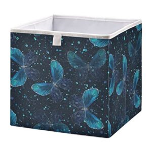 blue butterflies storage basket storage bin square collapsible storage hamper clothes toys bin organizer for laundry room baby room