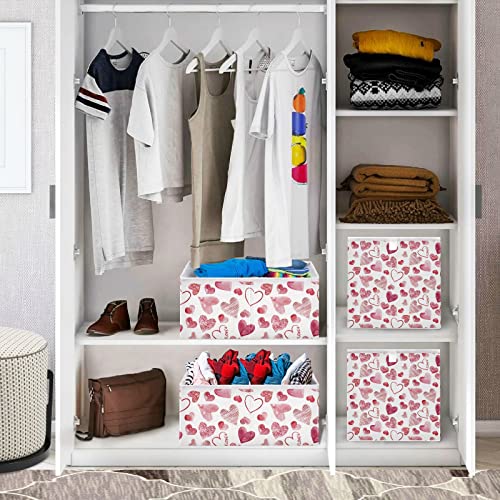 Hearts Storage Basket Storage Bin Rectangular Collapsible Storage Box Nursery Storage Hamper Organizer for Rooms Playroom Shelves