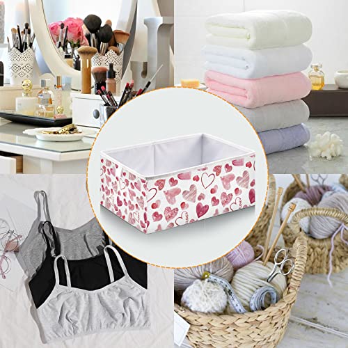 Hearts Storage Basket Storage Bin Rectangular Collapsible Storage Box Nursery Storage Hamper Organizer for Rooms Playroom Shelves