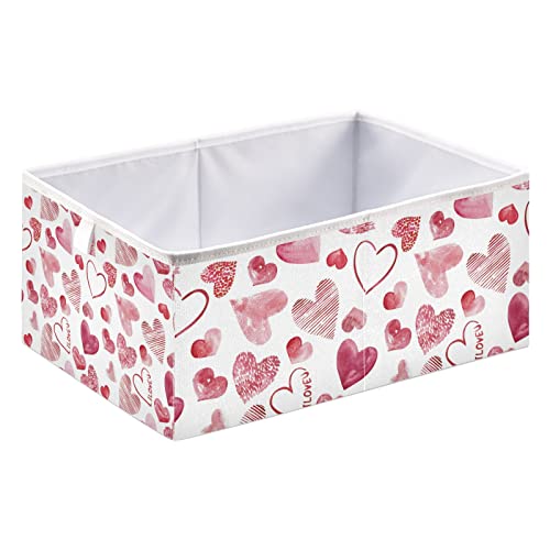 Hearts Storage Basket Storage Bin Rectangular Collapsible Storage Box Nursery Storage Hamper Organizer for Rooms Playroom Shelves