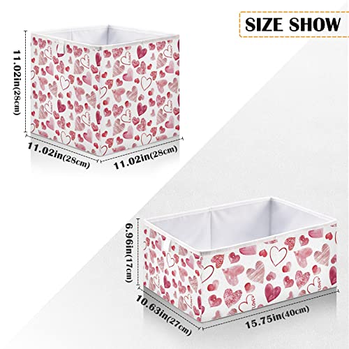 Hearts Storage Basket Storage Bin Rectangular Collapsible Storage Box Nursery Storage Hamper Organizer for Rooms Playroom Shelves