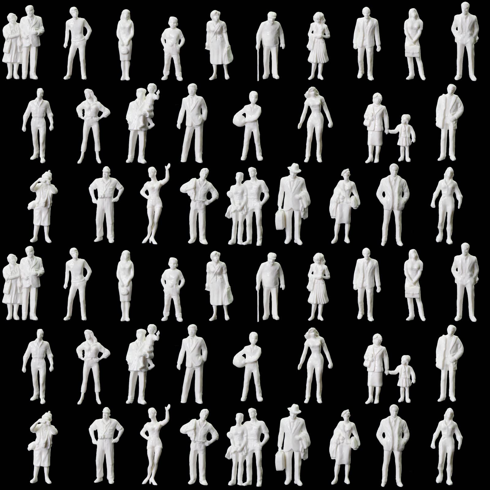 Evemodel P4310B 60pcs O Scale 1:43 Unpainted Model Standing Figures White People