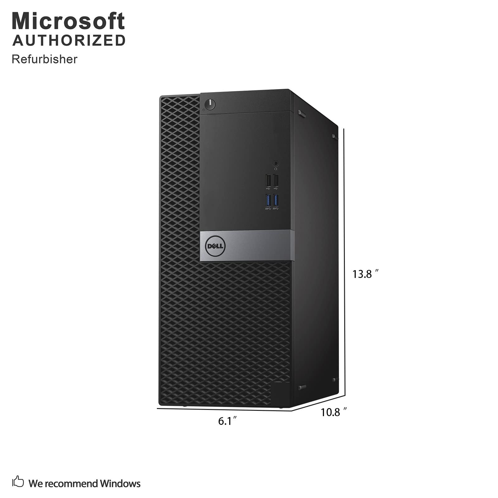 Dell OptiPlex 5040 Tower High Performance Business Desktop Computer, Intel Quad Core i5-6600 up to 3.9GHz, 32G RAM, 256G+2T, WiFi, BT, 4K Support, DP, HDMI, Windows 10 Pro 64 En/Sp/Fr(Renewed)