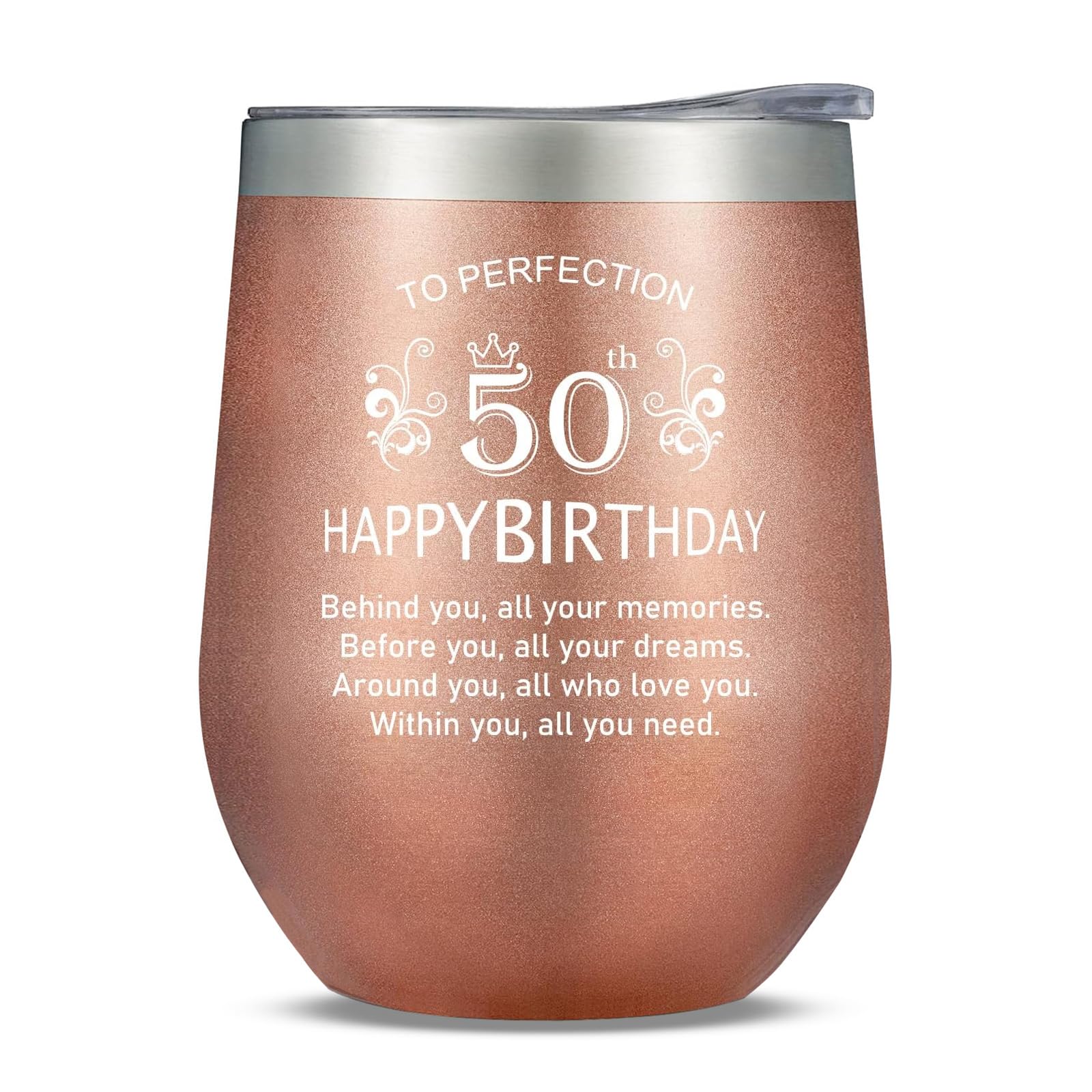 21st Birthday Gifts for Her, 2003 Happy 21st Birthday Decorations for Her, Women, Daughter, Friend, Sister Unique Turning 21 Gift Funny Gift Ideas for 21 Years Old - 12 Oz Wine Tumbler (Rose Gold)