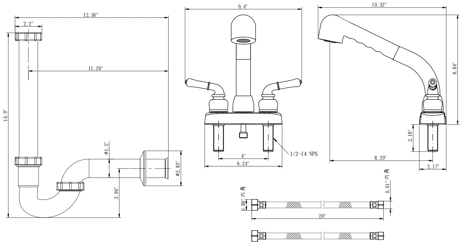 Pacific Bay - Lynden Utility Laundry Sink Faucet with Swivel Stainless Steel Spout