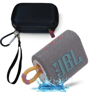 jbl go 3 waterproof ultra portable bluetooth speaker bundle with megen hardshell case (gray)