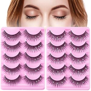 ancirs 2 boxes(20pcs) diamond false eyelashes for makeup, natural rhinestone decorative faux mink lashes, false eye lashes for valentines halloween new year cosplay party stage decor