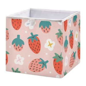 kigai storage basket cute strawberry foldable storage bin 15.8 x 10.6 x 7 inches cube storage baskets box for shelves closet laundry nursery bedroom home decor