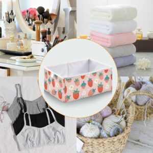 Kigai Storage Basket Cute Strawberry Foldable Storage Bin 15.8 x 10.6 x 7 Inches Cube Storage Baskets Box for Shelves Closet Laundry Nursery Bedroom Home Decor