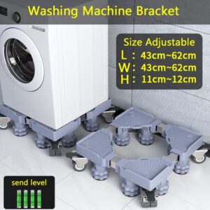 Washing Machine Stand with 4 Locking Swivel Wheels and 8 Adjustable feet, Multifunctional Mobile Base for refrigerators, Washing Machines, dryers or Large Storage Bins