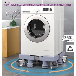 Washing Machine Stand with 4 Locking Swivel Wheels and 8 Adjustable feet, Multifunctional Mobile Base for refrigerators, Washing Machines, dryers or Large Storage Bins