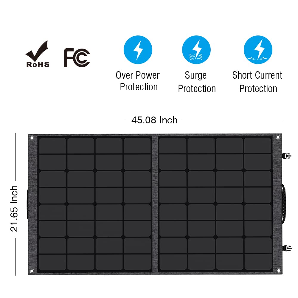 MERRAC Solar Panel, 100W 18V Solar Panel Kit with 2 USB Ports & DC Output, Portable Foldable Solar Battery Charger for Power Station, Outdoors, Camping, RV, Emergency