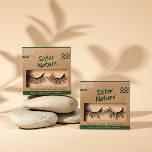 KISS Sister Nature False Eyelashes, Willow', 14 mm, Includes 1 Pair Of Lash, Contact Lens Friendly, Easy to Apply, Reusable Strip Lashes