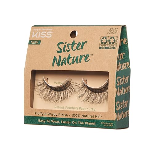 KISS Sister Nature False Eyelashes, Willow', 14 mm, Includes 1 Pair Of Lash, Contact Lens Friendly, Easy to Apply, Reusable Strip Lashes