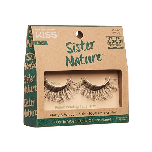 KISS Sister Nature False Eyelashes, Willow', 14 mm, Includes 1 Pair Of Lash, Contact Lens Friendly, Easy to Apply, Reusable Strip Lashes