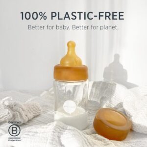 HEVEA Wide Neck Baby Bottle Cap - Glass Bottle Cap Single-Pack - 100% Natural Rubber 0+ Months, Free from Plastic, BPA, and Phthalates