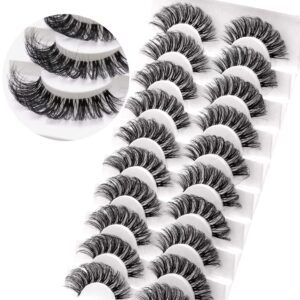 veleasha russian strip lashes with clear band looks like eyelash extensions d curl lash strips 10 pairs pack (dt01)