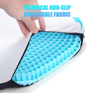 Gel Seat Cushion Double Thick Gel Seat Cushion Pressure Sores Breathable Honeycomb Design Chair Cushions for Car Seat, Office Chair, Wheelchair to Relief Sciatica Pain (with Non-Slip Cover)