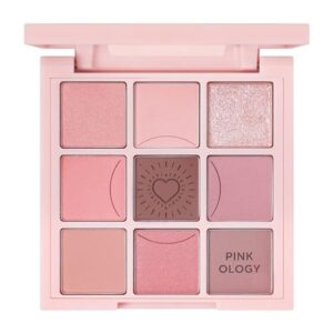 holika holika my fave mood eye palette 03 pinkology | 9 shade, cool tones, soft eye shadow, kbeauty pink eye makeup, daily, high pigment, smooth, matte, shimmer finishes