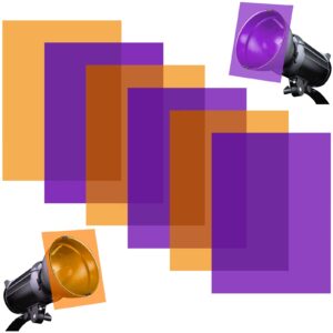 gel light filter - 6pcs halloween overlays correction gel filter, purple & orange transparent film plastic sheets, 11.7 x 8.5 inches