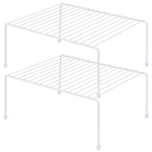 medium (13.1 x 10.2 inch) cabinet storage shelf rack , kitchen shelves，kitchen counter and cabinet shelf, storage rack organizer for kitchen, fridge, cabinet, bathroom cupboard& pantry (2, white)