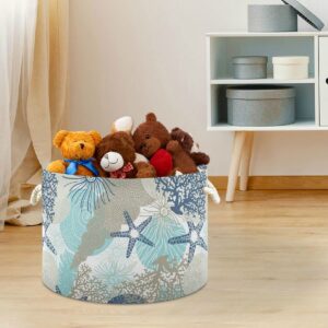 Algae Corals Seashells Large Basket for Toys Storage Bin Box Organizer Basket for Laundry Hamper, Kid's Room, Baby & Dog Toy