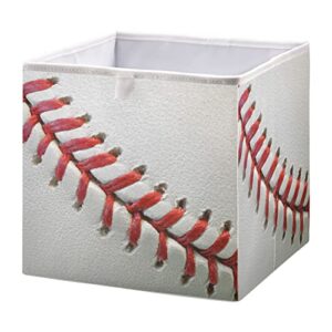 runningbear baseball leather storage basket storage bin square collapsible shelves basket foldable fabric cube organizer for living room car