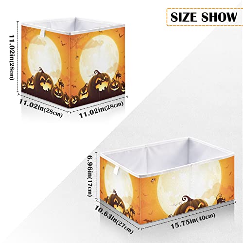 Halloween Pumpkin Storage Basket Storage Bin Rectangular Collapsible Nursery Baskets Foldable Fabric Cube Organizer for Living Room Office