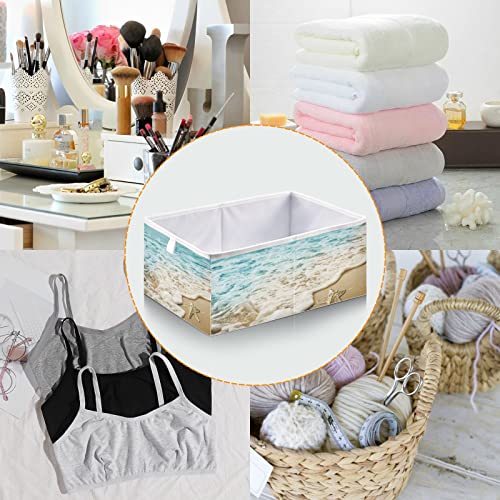 RunningBear Seastar Wave Storage Basket Storage Bin Square Collapsible Toy Bins Towel Storage Organizer for Kids Room Bedroom