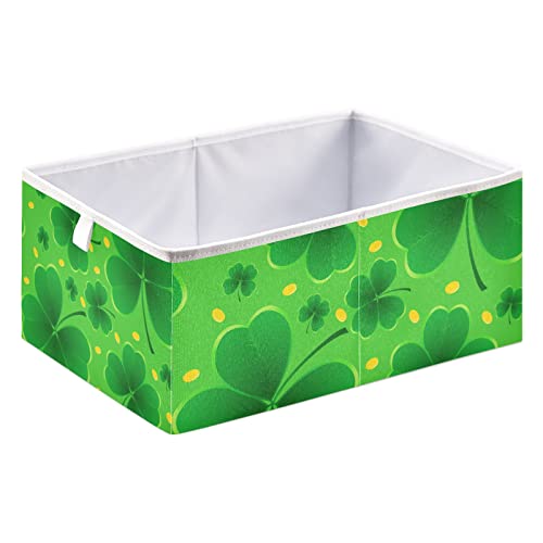 St Patrick Sharmrock Storage Basket Storage Bin Rectangular Collapsible Storage Containers Large Toy Box Organizer for Closet Shelf Car