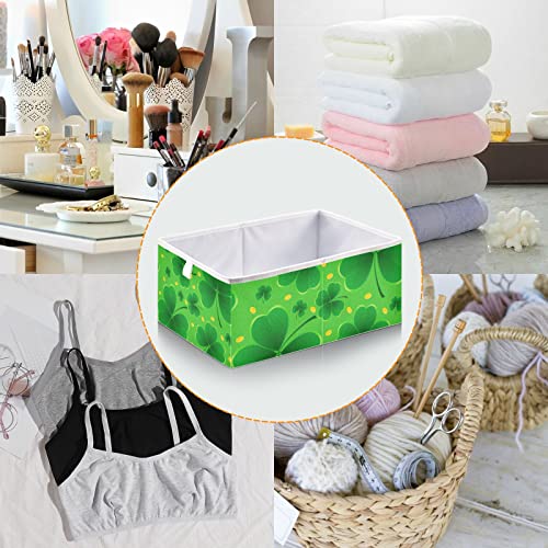 St Patrick Sharmrock Storage Basket Storage Bin Rectangular Collapsible Storage Containers Large Toy Box Organizer for Closet Shelf Car