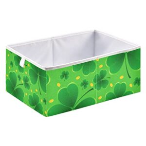 St Patrick Sharmrock Storage Basket Storage Bin Rectangular Collapsible Storage Containers Large Toy Box Organizer for Closet Shelf Car