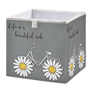 sunflower bike storage basket storage bin square collapsible closet baskets fabric storage organizer for home laundry room