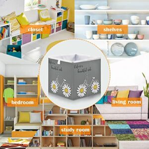 Sunflower Bike Storage Basket Storage Bin Square Collapsible Closet Baskets Fabric Storage Organizer for Home Laundry Room