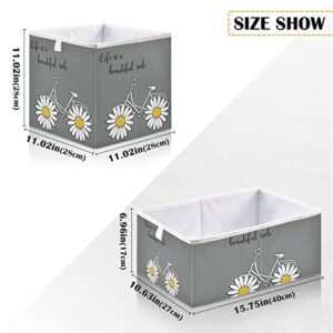 Sunflower Bike Storage Basket Storage Bin Square Collapsible Closet Baskets Fabric Storage Organizer for Home Laundry Room