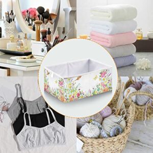 Flower Hummingbird Storage Basket Storage Bin Square Collapsible Toy Boxs Toy Storage Box Organizer for Home Laundry Room