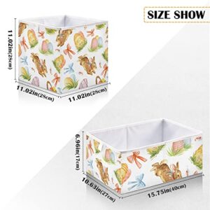 Spring Easter Bunny Storage Basket Storage Bin Square Collapsible Shelves Basket Fabric Storage Organizer for Office Bedroom ClothesToys