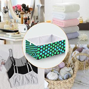 Green Blue Dots Storage Basket Storage Bin Rectangular Collapsible Toy Boxs Clothes Toys Bin Organizer for Office Outside Cars