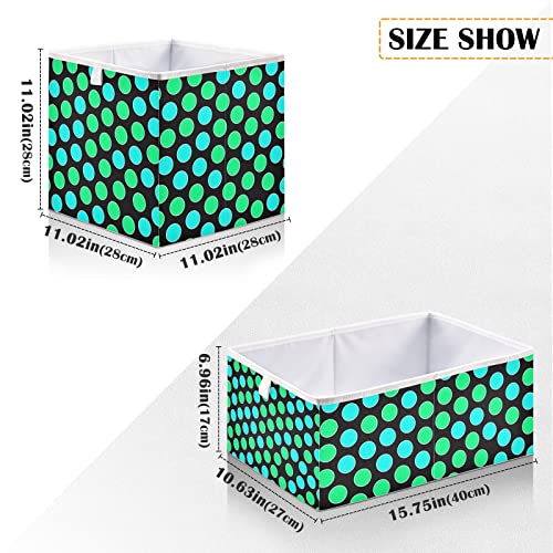 Green Blue Dots Storage Basket Storage Bin Rectangular Collapsible Toy Boxs Clothes Toys Bin Organizer for Office Outside Cars